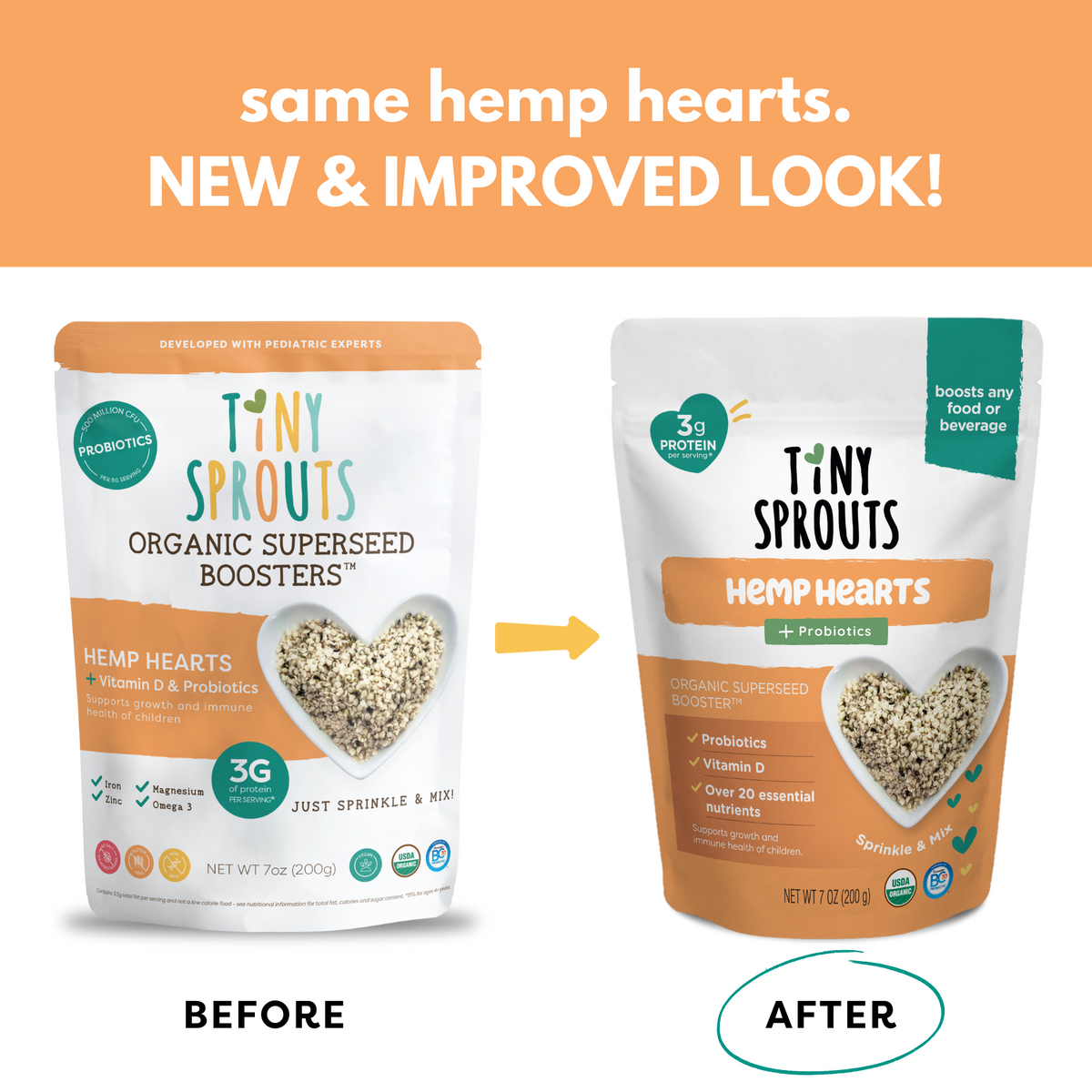Organic Hemp Hearts + Vitamin D & Probiotics – Tiny Sprouts Foods