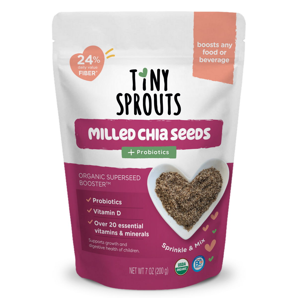 Organic Milled Chia Seeds + Vitamin D & Probiotics – Tiny Sprouts Foods